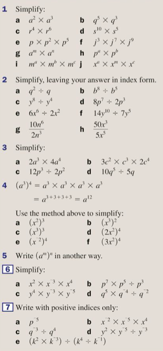 y9. Algebra. Indices Rules – Maths with David