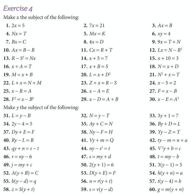 KS4. Changing the Subject of a Formula. Exercise Set 2 – Maths with David