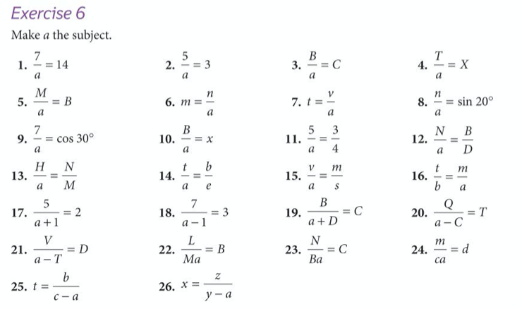 KS4. Changing the Subject of a Formula. Exercise Set 3 (Variable on ...