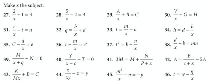 KS4. Changing the Subject of a Formula. Exercise Set 3 (Variable on ...