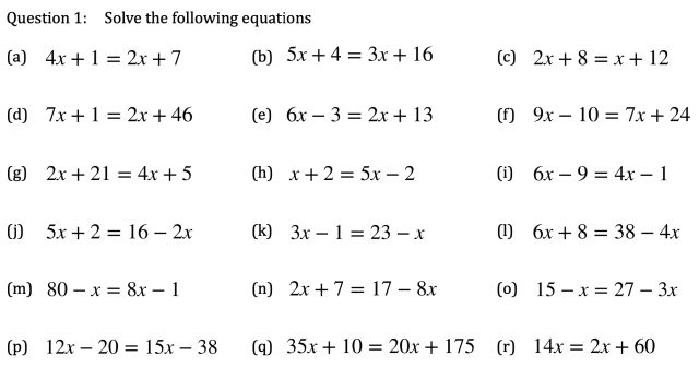 Algebra Worksheets Ks3
