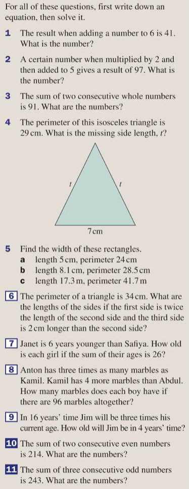 KS3. Algebra. 7. Equations to solve problems – Maths with David