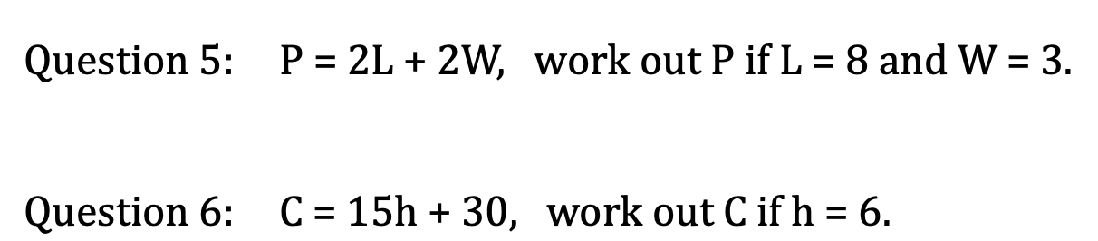 KS3. Algebra. 8. Substituting into expressions & using formulae – Maths with David