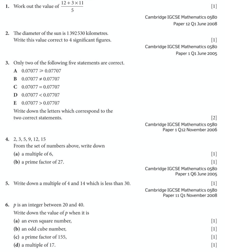 KS4. Number. Combined Practice 1 – Maths with David
