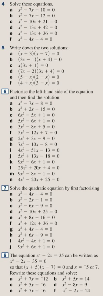 Y9. Algebra. Quadratic Equations. Solving – Maths with David
