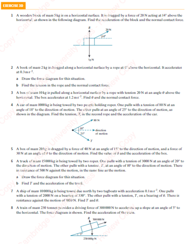 9709. Mechanics 1. 2D Dynamics (Resolving Forces) – Maths with David