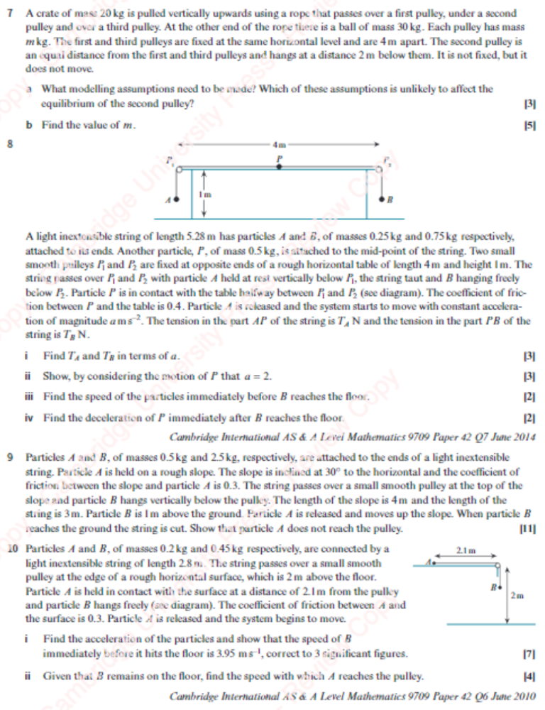 9709. Mechanics 1. Connected Particles – Maths with David