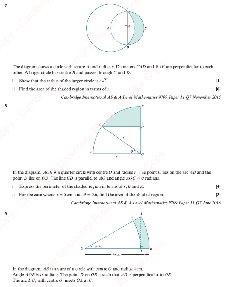 9709. Pure 1. Circular Measure – Maths with David