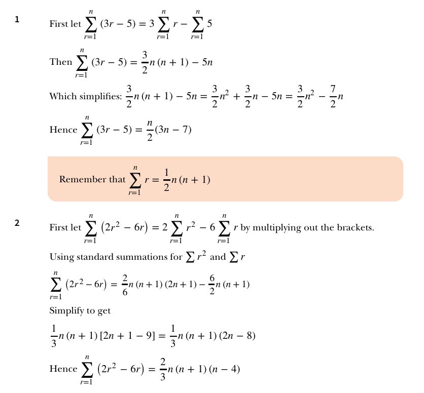 9231. Pure 1. Summation of Series. Exercise 1. – Maths with David
