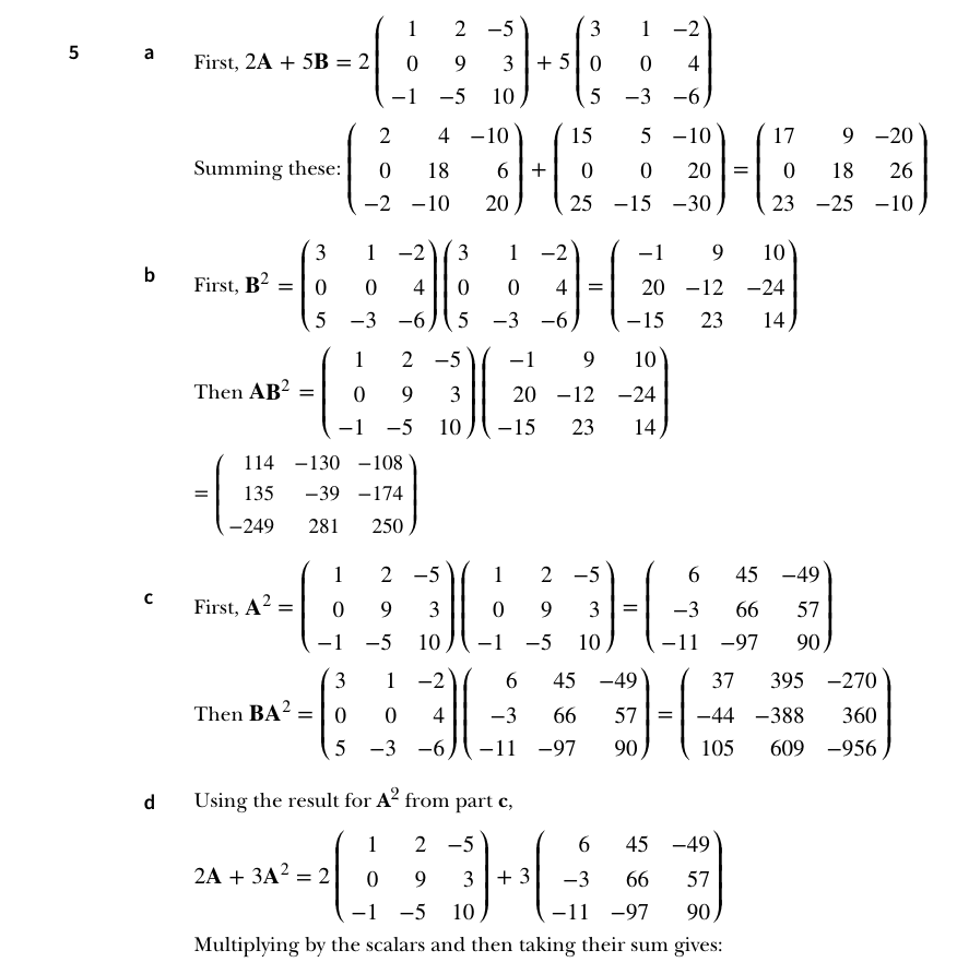 9231. Pure 1. Matrices 1. Exercise 1 – Maths with David