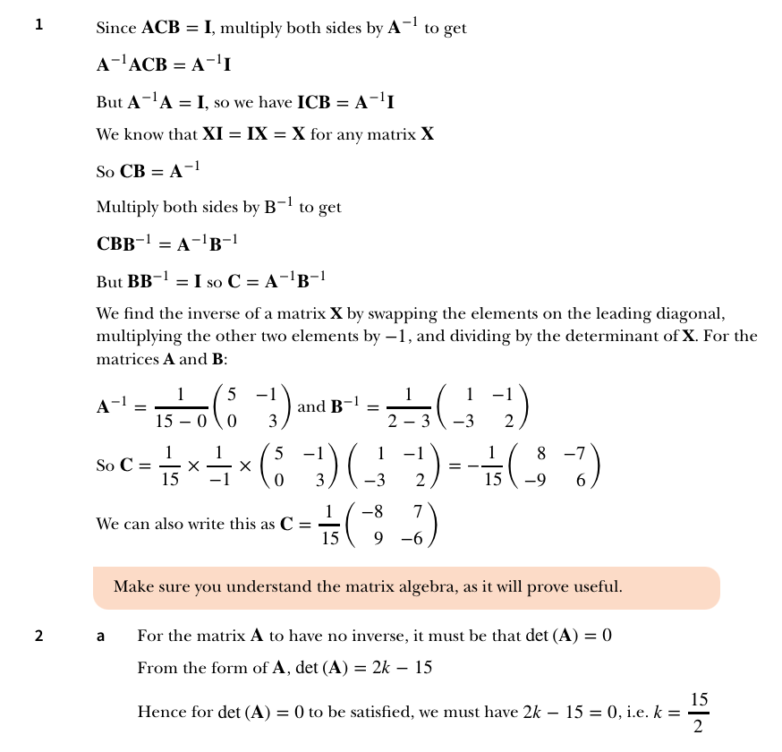 9231. Pure 1. Matrices 1. Exercise 2 – Maths with David