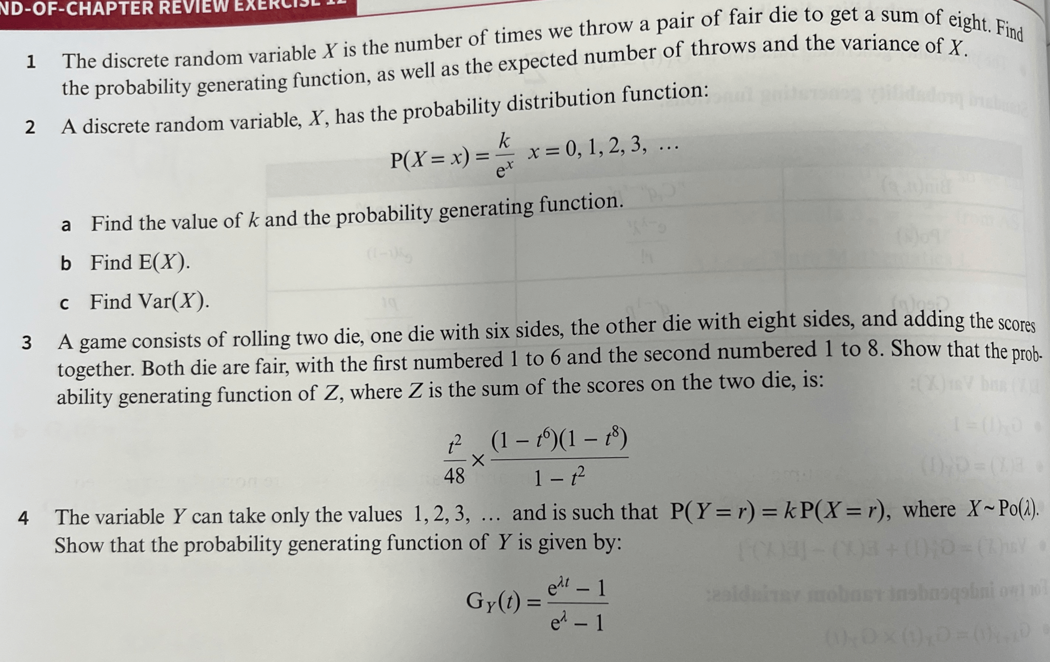 9231. Statistics. Probability Generating Functions – Maths with David