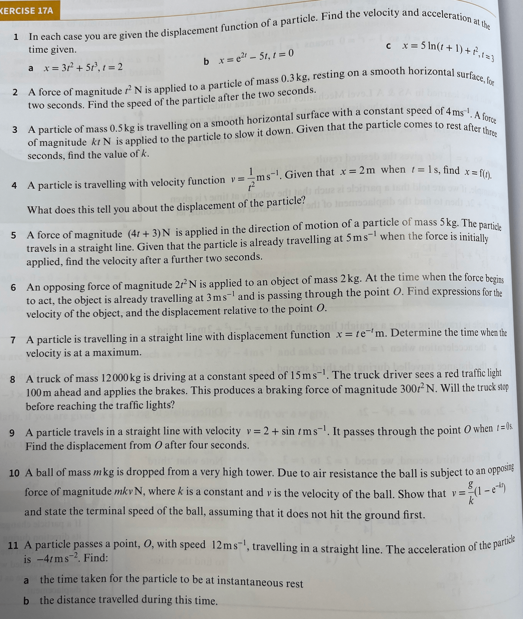 9231. FM. Linear Motion under a Variable Force – Maths with David