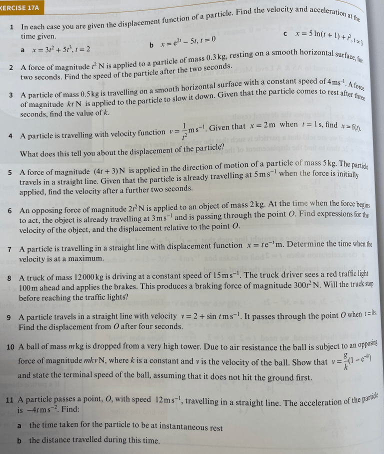 9231. FM. Linear Motion under a Variable Force – Maths with David