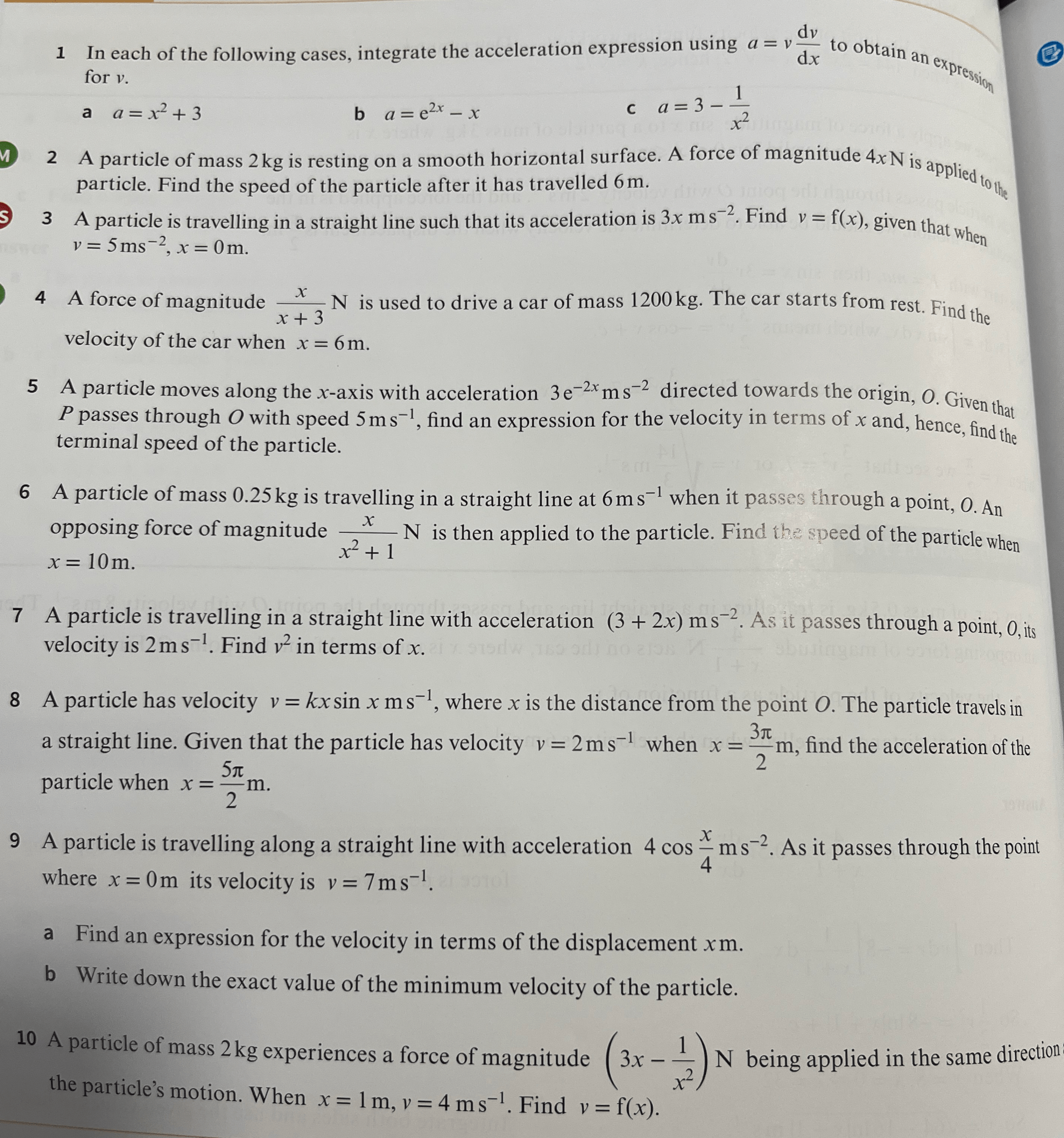 9231. FM. Linear Motion under a Variable Force – Maths with David