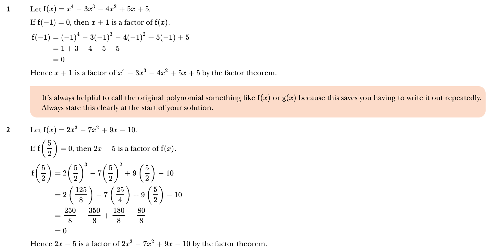 9709. P3. Factor Theorem. Solutions – Maths with David