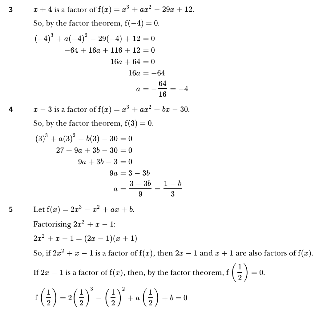 9709. P3. Factor Theorem. Solutions – Maths with David