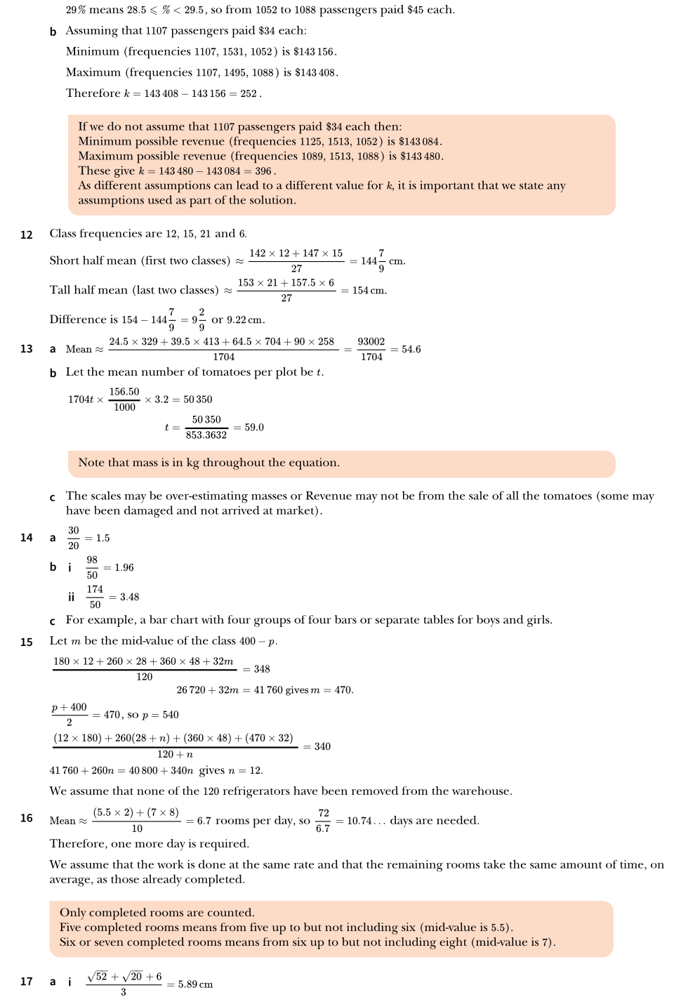 9709. S1. Measures of Central Tendency. Exercise 2 Worked Solutions ...