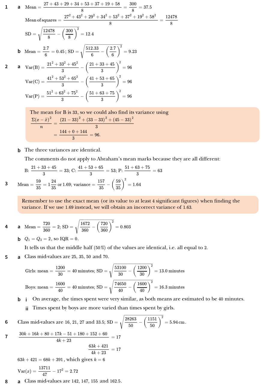 9709. S1. Measures of Variation. Exercise 2 Worked Solutions – Maths ...