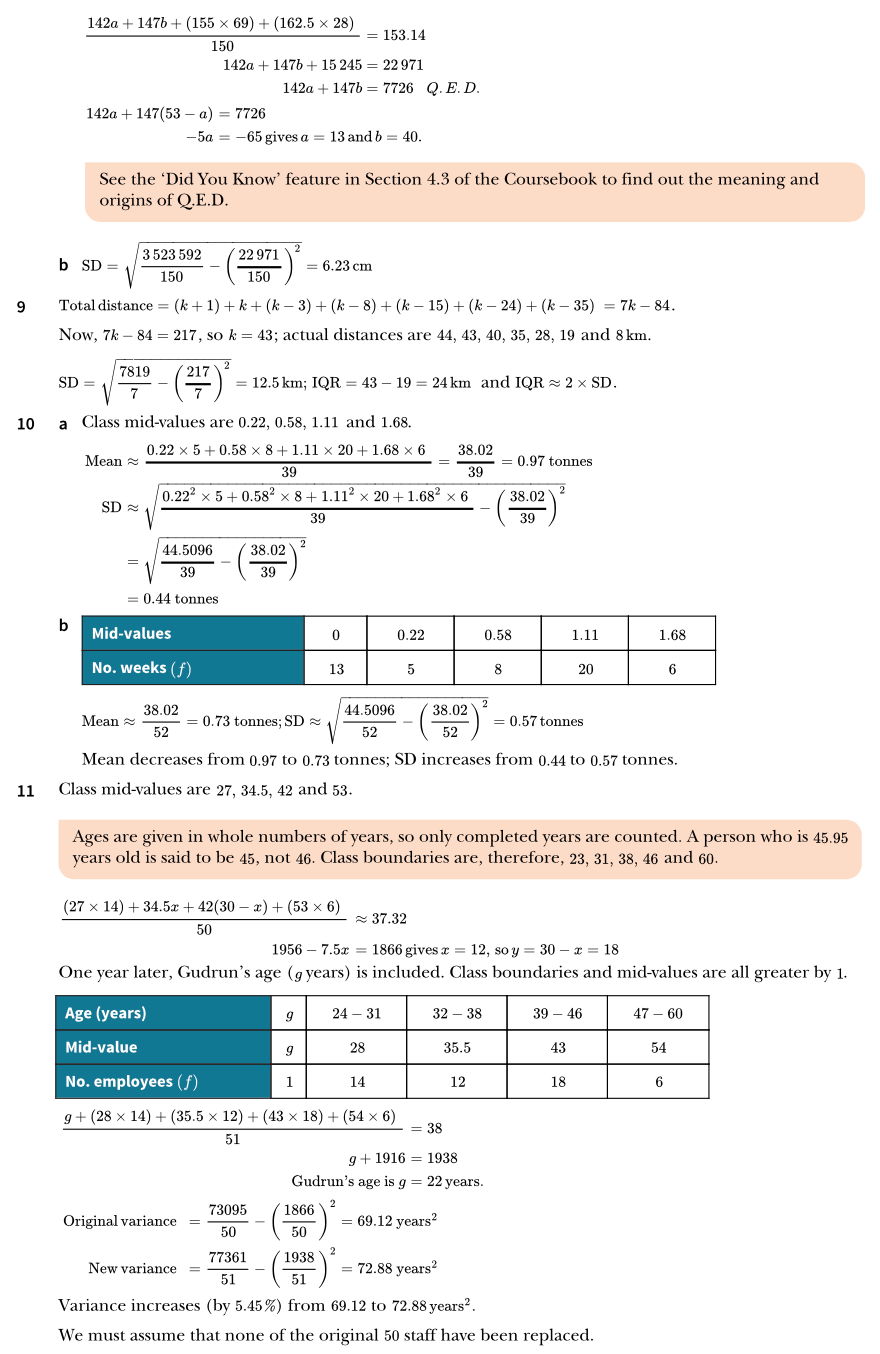 9709. S1. Measures of Variation. Exercise 2 Worked Solutions – Maths ...