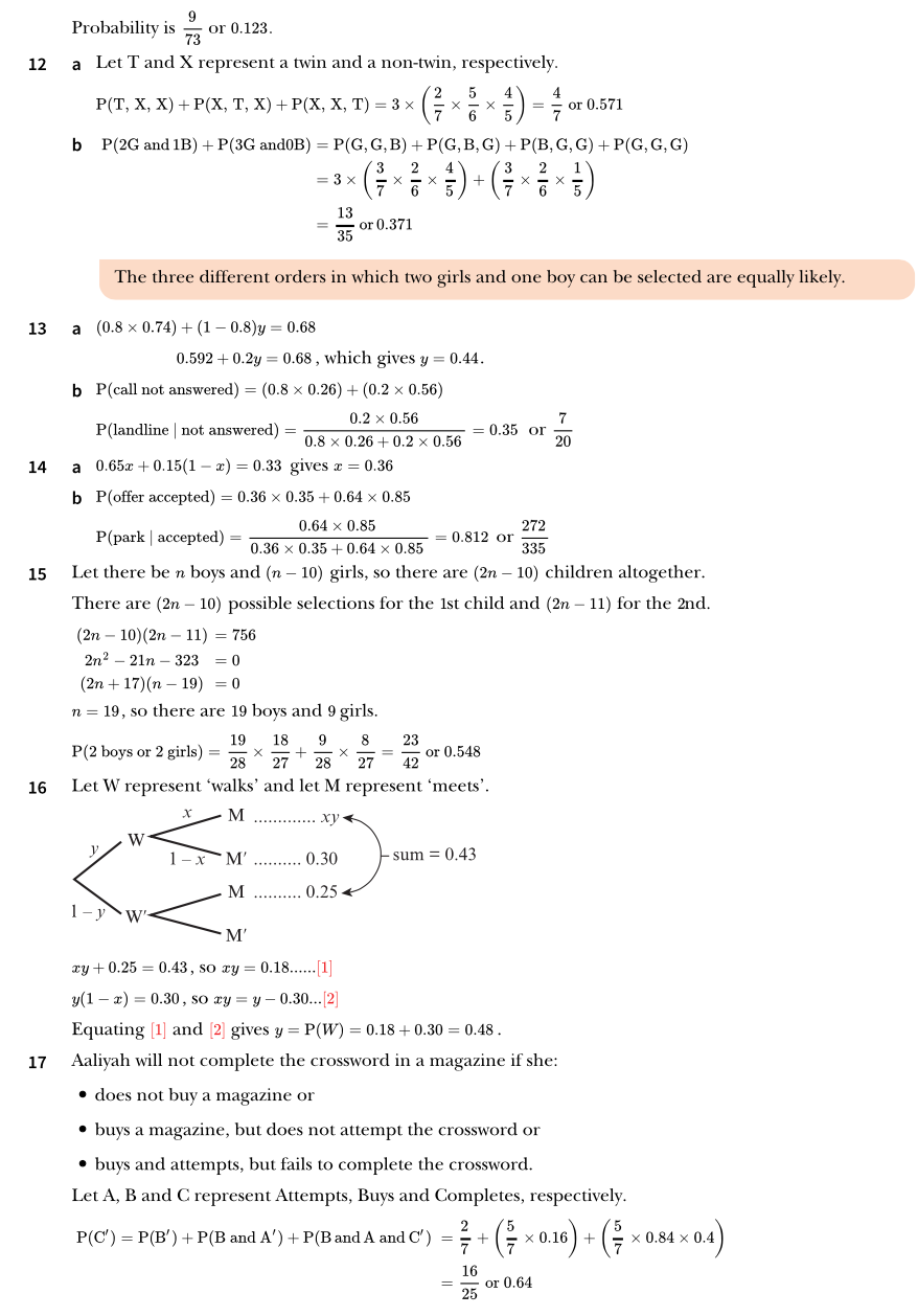 9709, S1. Probability. Exercise 6 & Mixed Exercise Worked Solutions ...