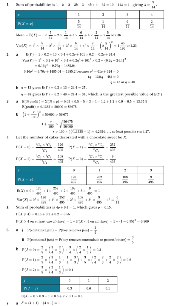 9709, S1. Probability Distributions. Exercise 2 & Mixed Exercise Worked ...