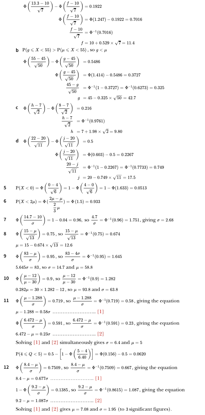 9709, S1. Normal Distribution. Exercise 2 Worked Solutions – Maths with ...
