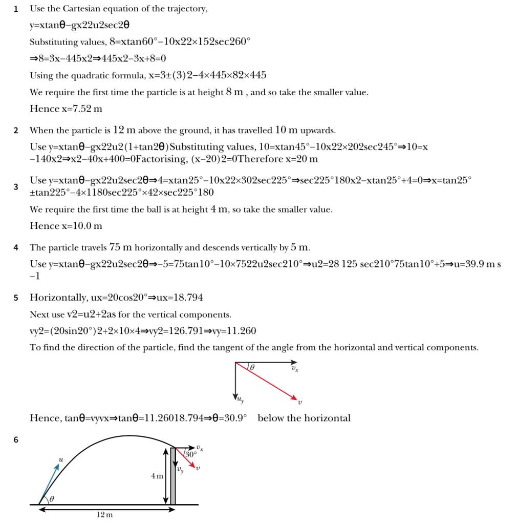 9231. FM. Projectiles Exercise 2 Worked Solutions – Maths with David
