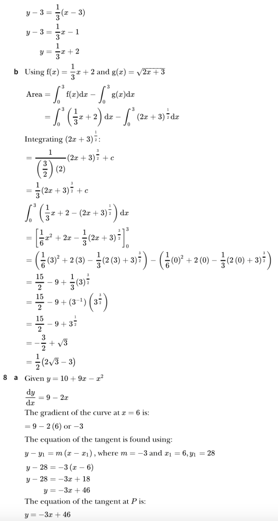 9709. P1. Integration. Exercise 7 Worked Solutions – Maths with David