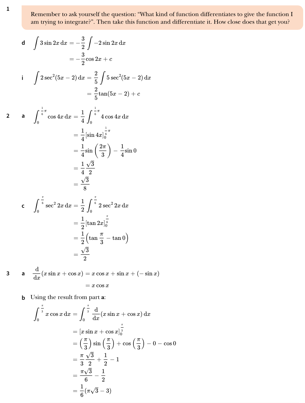 9709. P3. Integration. Exercise 3 Worked Solutions – Maths with David