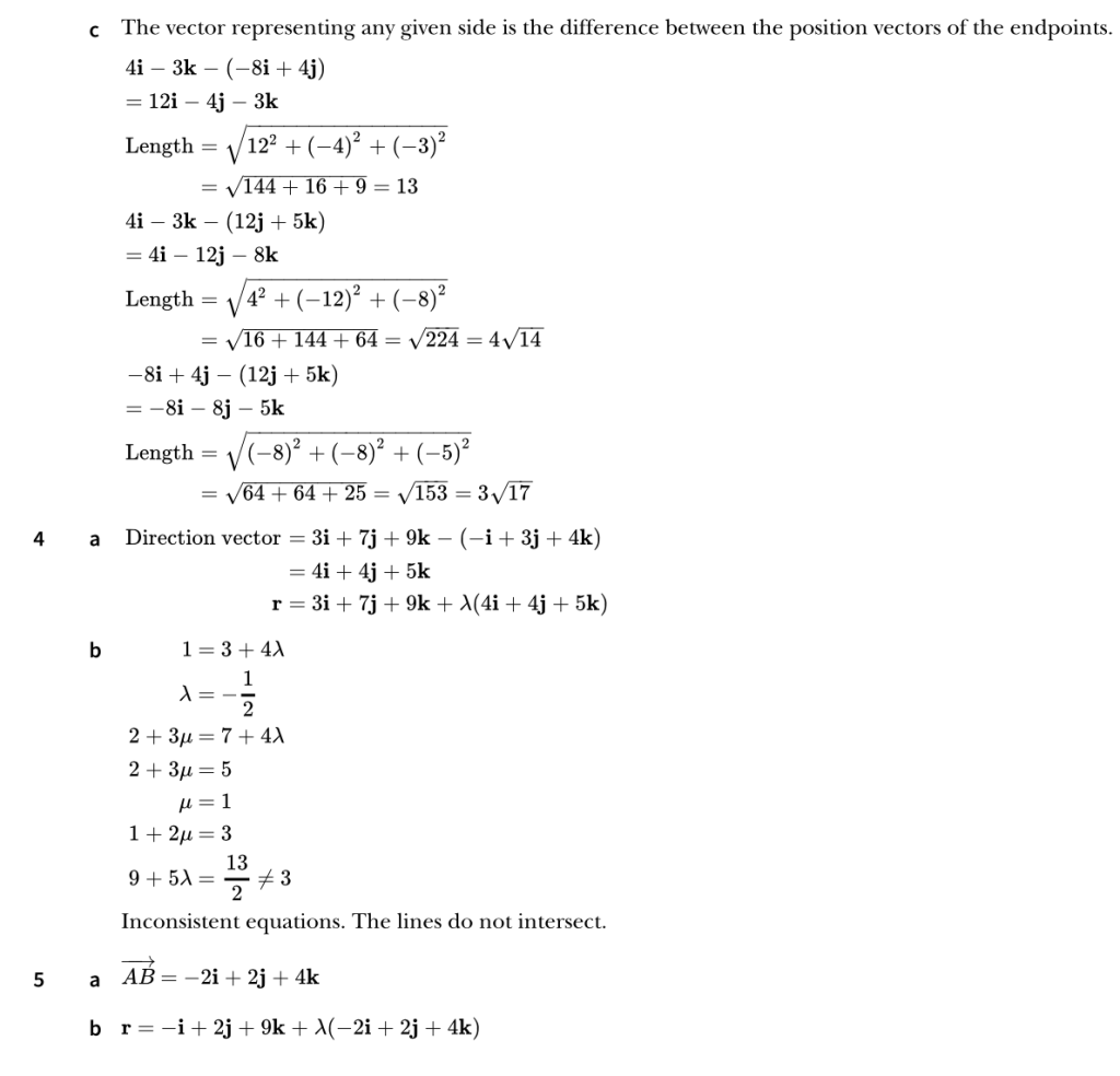 9709. P3. Vectors. Exercise 4 & Mixed Exercise Worked Solutions – Maths ...