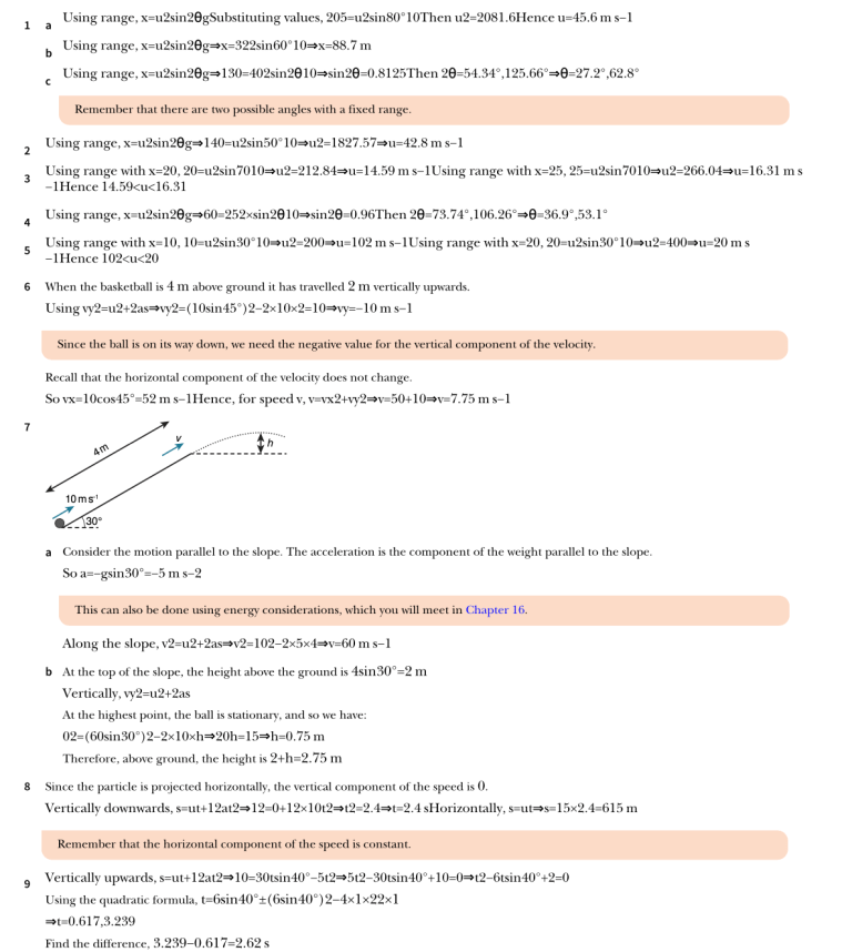 Projectiles Exercise 1 Worked Solutions – Maths with David