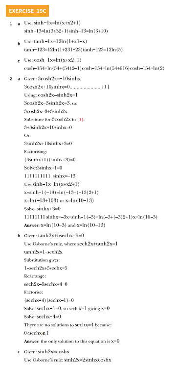 9231. FP2. Hyperbolic Functions. Exercise 19C and EOC Exercise Worked Solutions – Maths with David