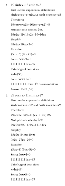 Further Maths 2 Hyperbolic Functions Exercise 19a Worked Solutions 5143
