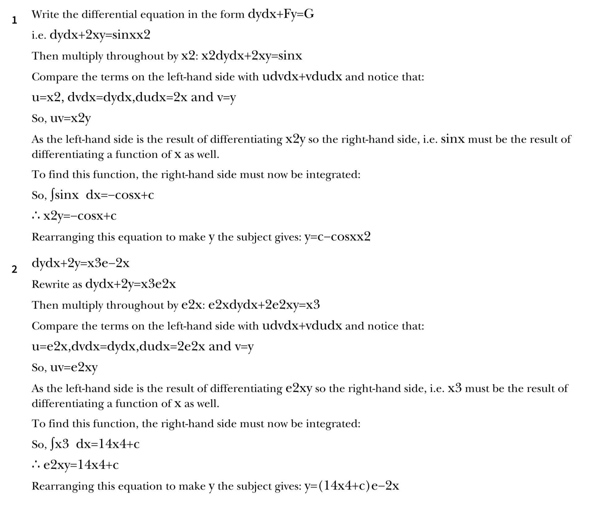 9231. FP2. Differential Equations. Exercise 1 Worked Solutions – Maths ...
