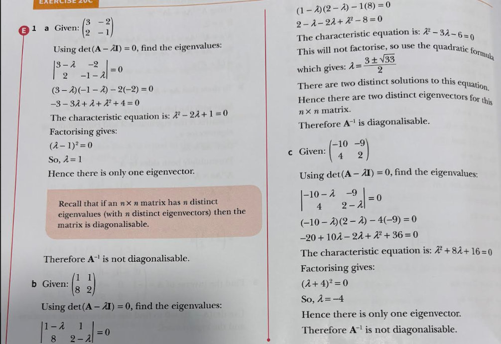 9231. FP2. Matrices 2. Exercise 20C. Worked solutions – Maths with David